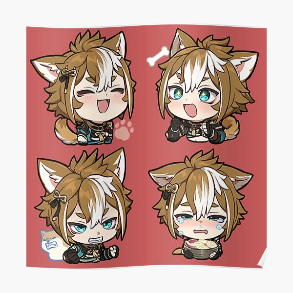 "genshin impact - gorou chibi (set of 4)" Poster by belleess | Redbubble