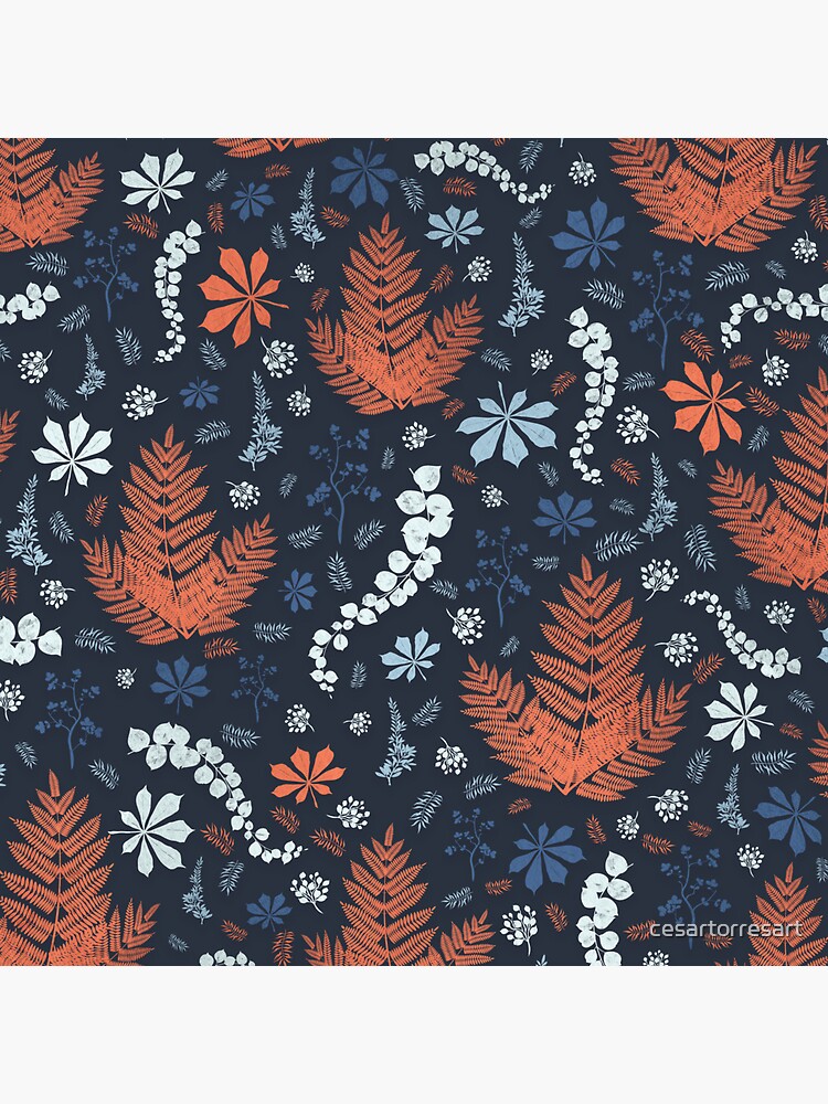 "Fancy Orange & Blue Floral Pattern" Sticker for Sale by cesartorresart ...