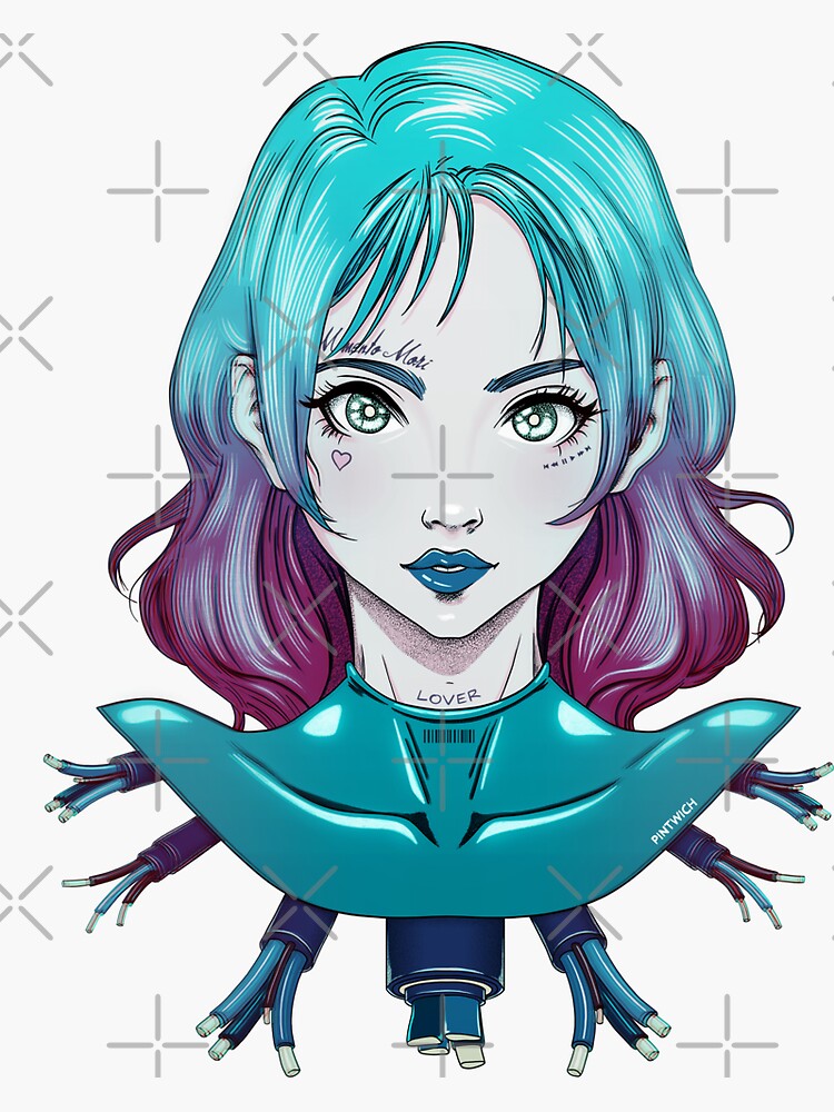 "Cyber Head" Sticker for Sale by Pintwich | Redbubble