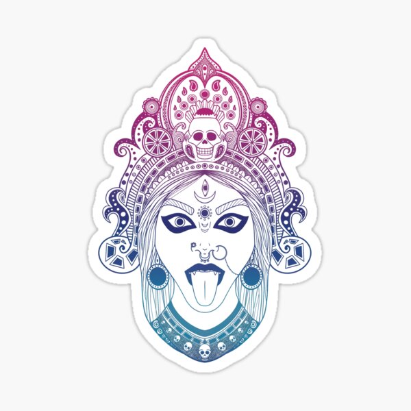 "Goddess Kali in lineart, hinduism." Sticker by chrystsina | Redbubble