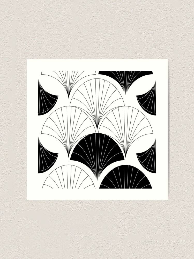 "Art Deco Black And White Abstract Fan Design" Art Print for Sale by ...