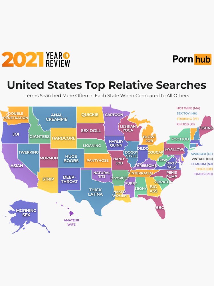 "PHub map 2021 united states searches" Sticker for Sale by lacm2020 ...