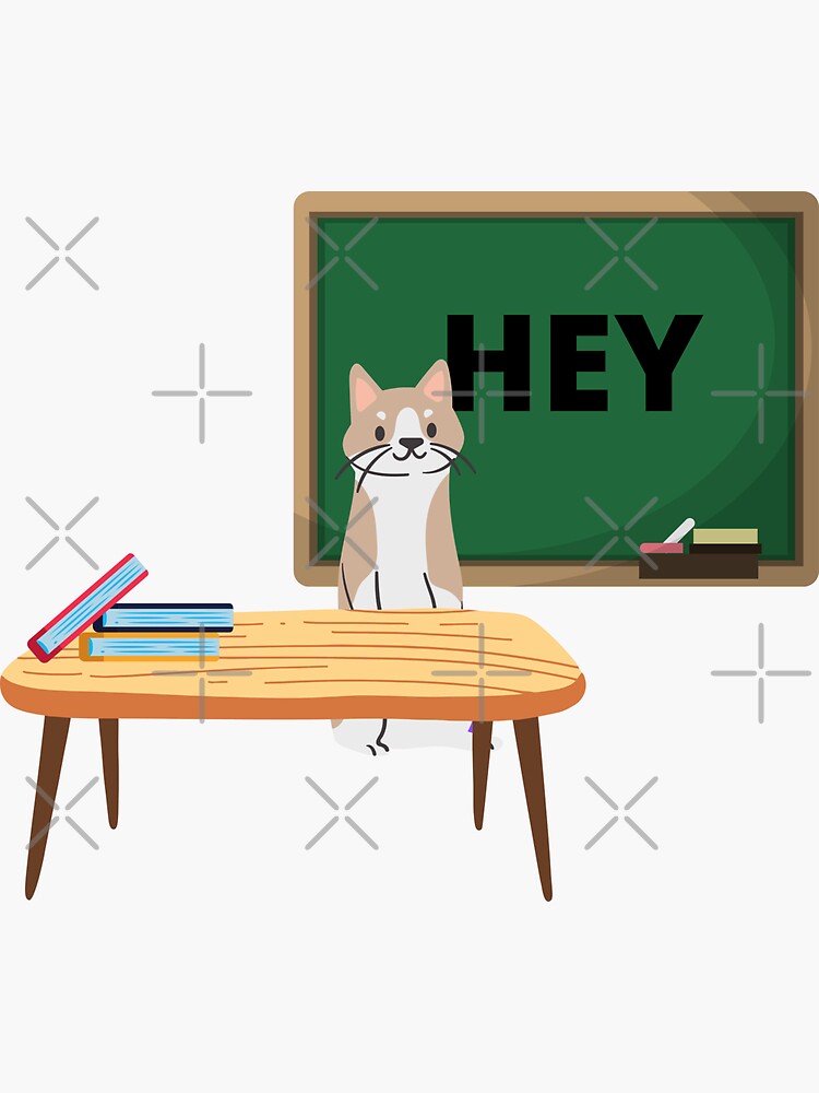 "Cat Teacher Says Hey | HEY Cat" Sticker by Bubbles4All | Redbubble
