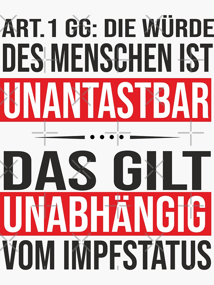 "Human dignity is inviolable design - w" Sticker for Sale by Gerdek ...