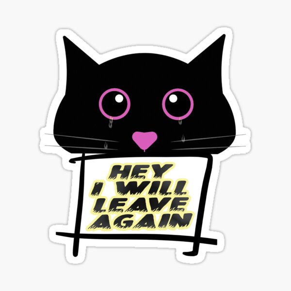 "Black Cat Says Hey, Pinky Black Sadly Cat" Sticker by Mr-true-design ...