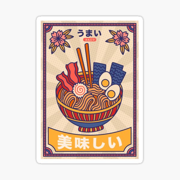 "japanese ramen noodles" Sticker for Sale by bisly | Redbubble