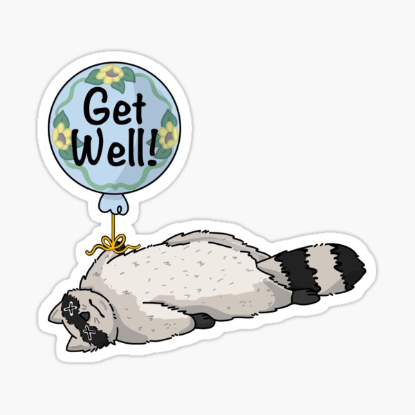 "Get Well Soon, Raccoon!" Sticker for Sale by Morgan-Thorn | Redbubble