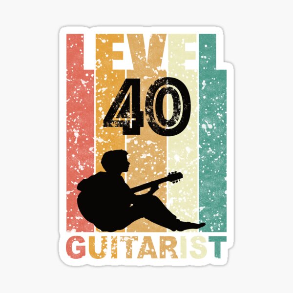 "40th birthday gift idea - guitarist level 40" Sticker for Sale by ...