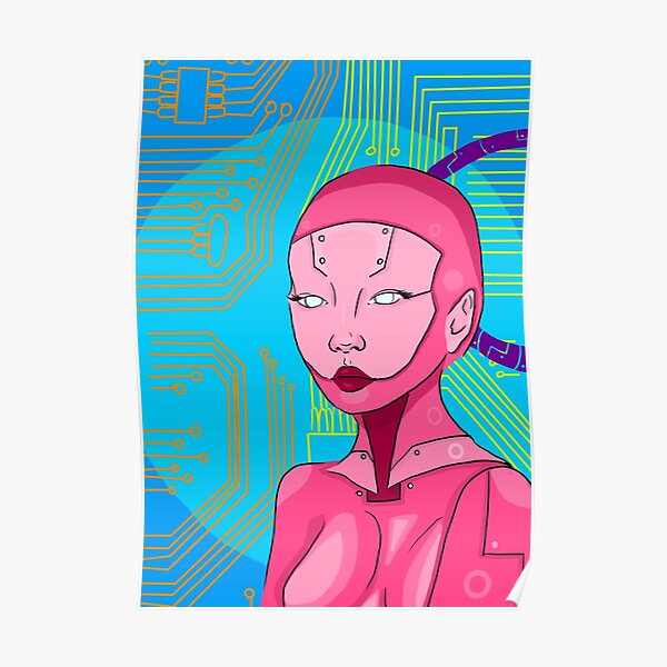 "Pink Cyborg Girl" Poster for Sale by cosmic-clover | Redbubble