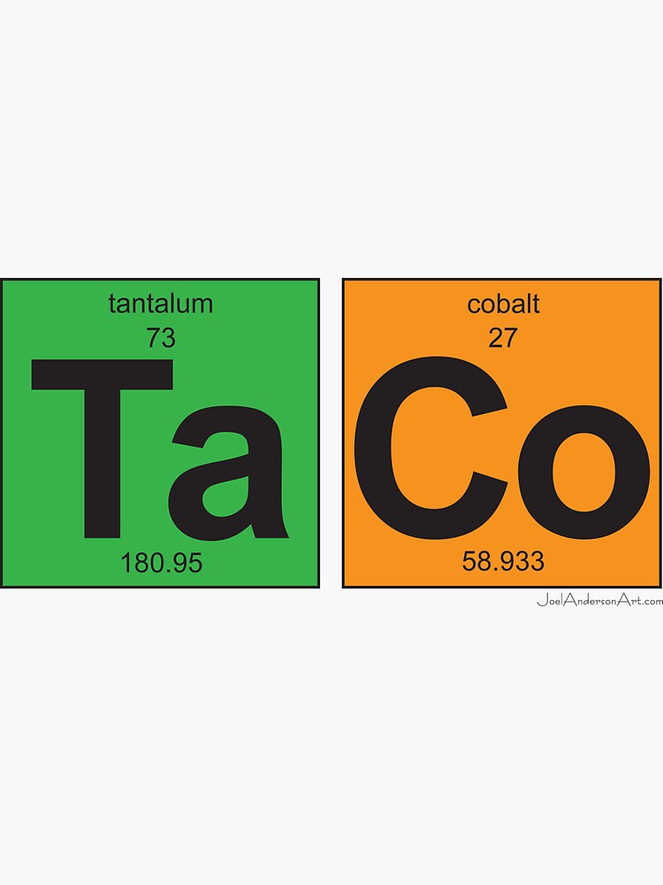 "TaCo - Periodic Table of Elements" Sticker by JoelAnderson | Redbubble