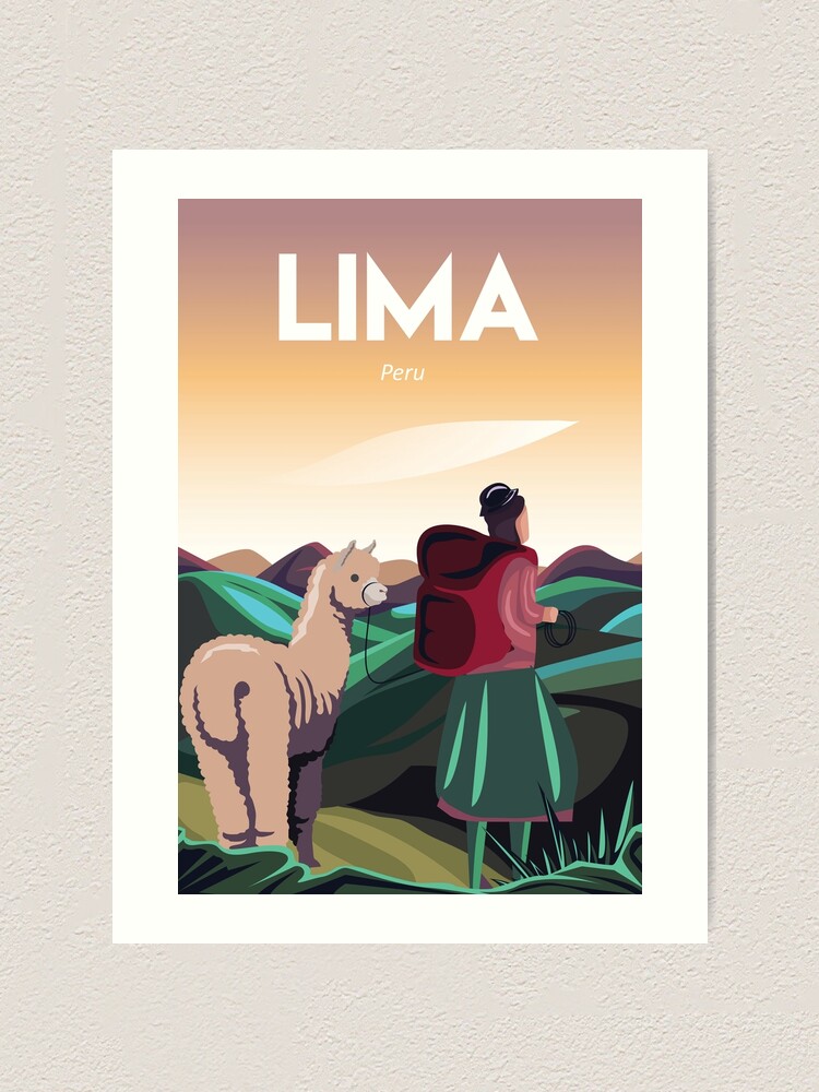 "Lima Peru travel poster" Art Print for Sale by Caravanstudio | Redbubble