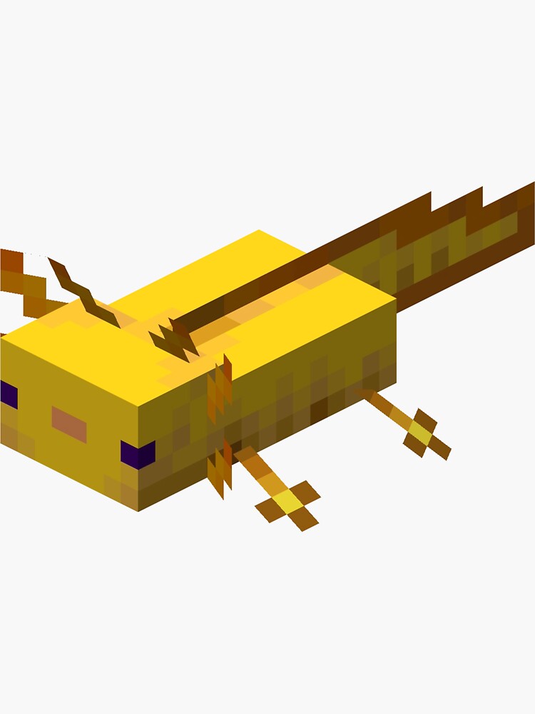 "Yellow Minecraft Axolotl" Sticker for Sale by ChocolateColors | Redbubble