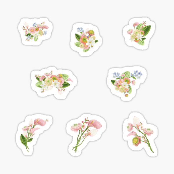 "Pastel Watercolor Garden Flowers Botanical Mix" Sticker for Sale by ...