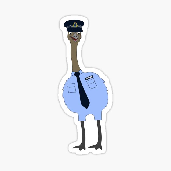 "Emu Police Officer on Pastel Pink" Sticker by Digitaldingo | Redbubble