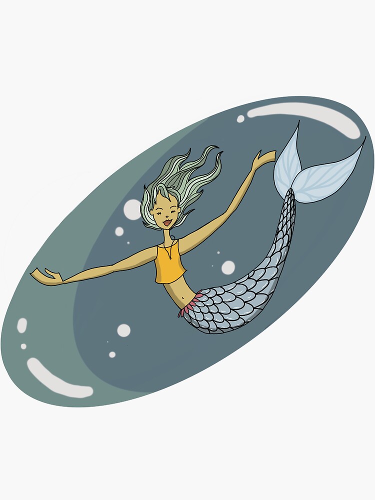 "Mermaid in a bubble" Sticker for Sale by Britgreenlee | Redbubble