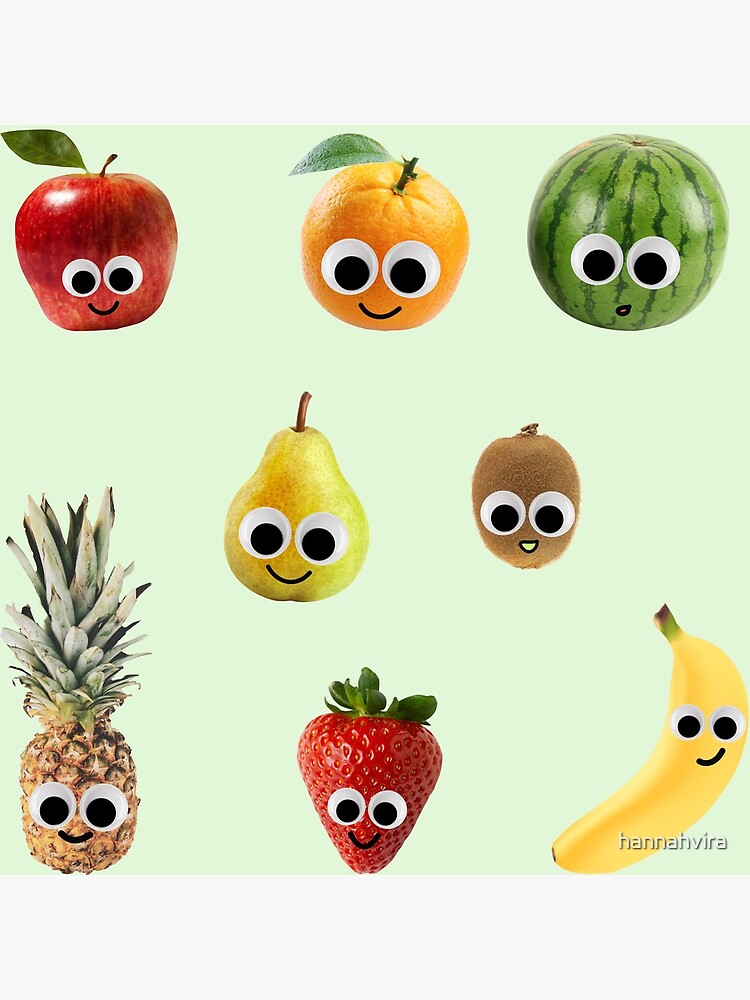 "Googly Eyes Fruit Set" Poster for Sale by hannahvira | Redbubble