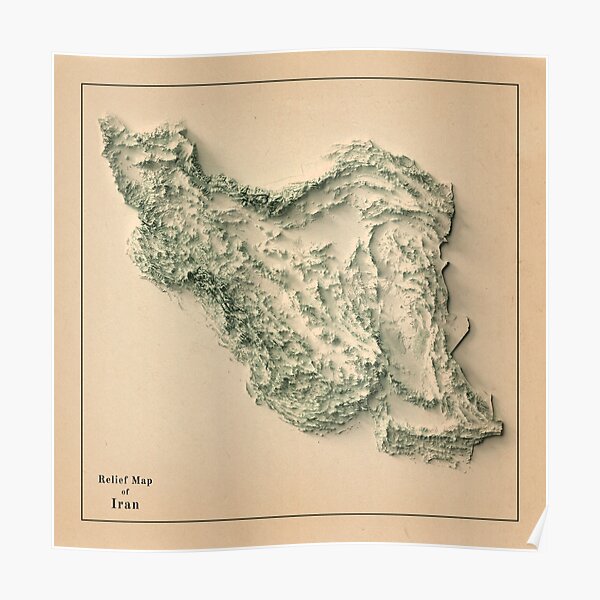 "Iran Relief Map 3D digitally-rendered" Poster for Sale by ...