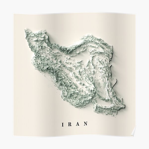 "Iran Relief Map 3D digitally-rendered" Poster for Sale by ...