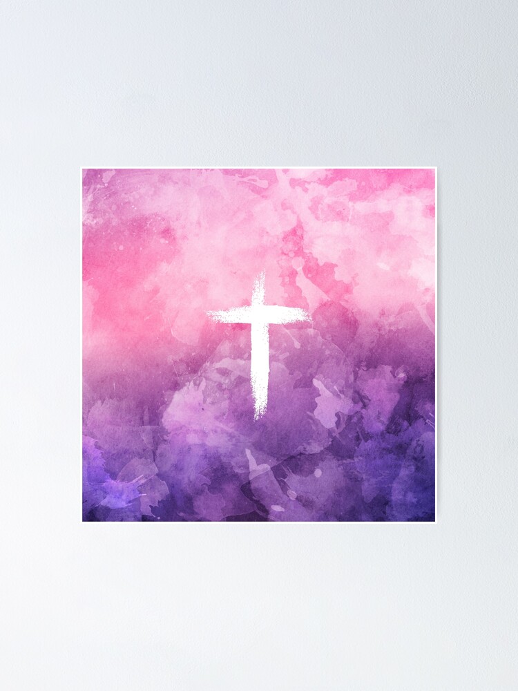 "Pink Watercolor Cross" Poster for Sale by StoicQuotes | Redbubble