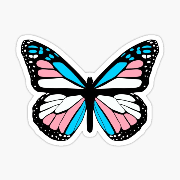 "subtle trans flag butterfly doodle drawing" Sticker for Sale by ...