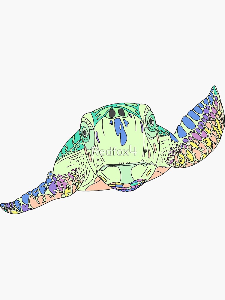 "Pastel Sea Turtle" Sticker by Redfox4 | Redbubble