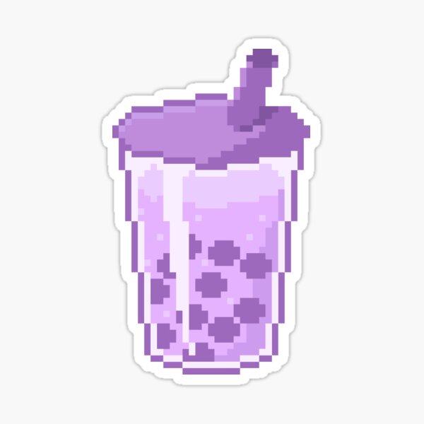 "Purple pixel boba" Sticker by amensz | Redbubble