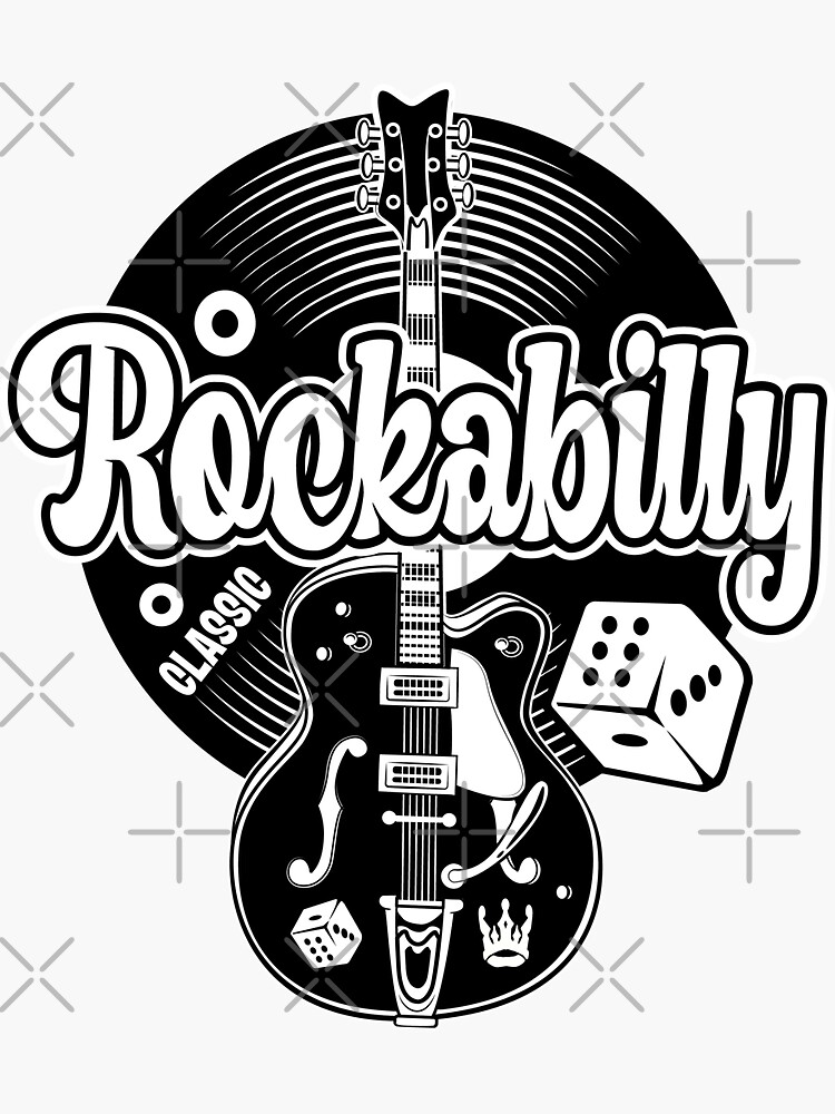 "Rockabilly Bikers Rockers Retro Vintage Rock and Roll Guitar" Sticker ...