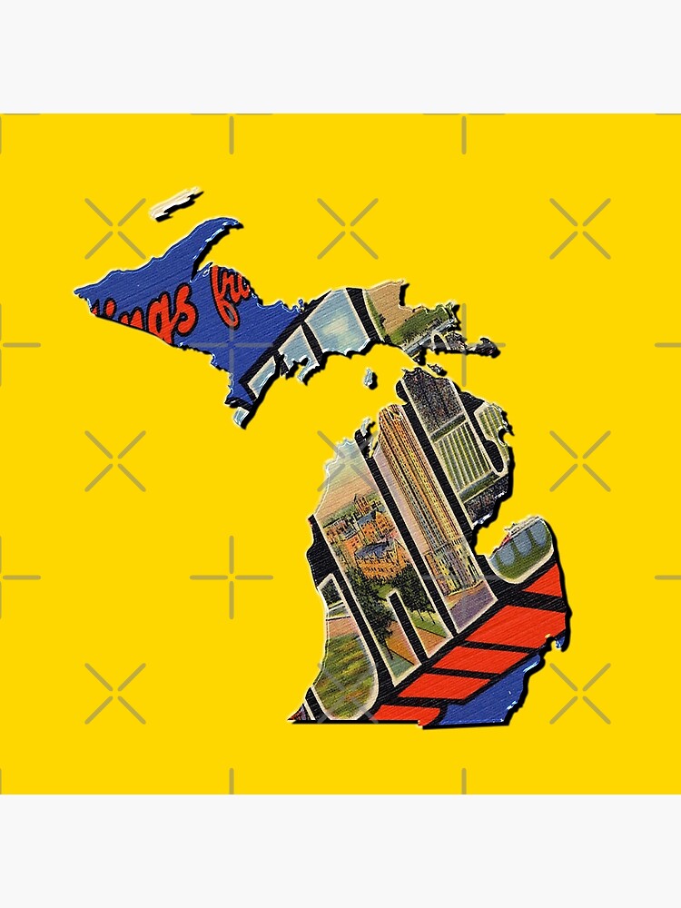 "Vintage And Retro Of Michigan State Map With Vintage comics Page Name ...