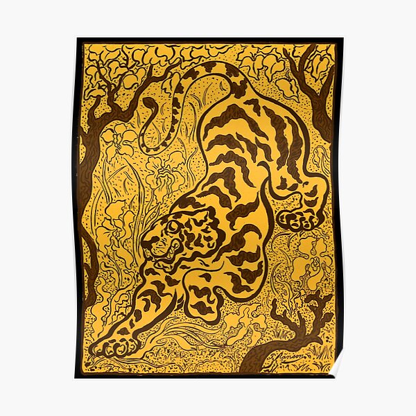 "Amber Tiger in Jungle" Poster for Sale by hockeng | Redbubble
