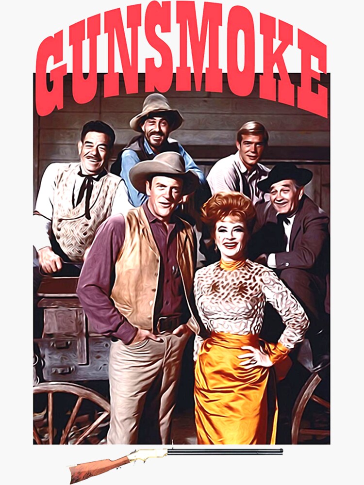 "Cast of Gunsmoke Mat Dillon and Kitty, Doc and Festus " Sticker for ...