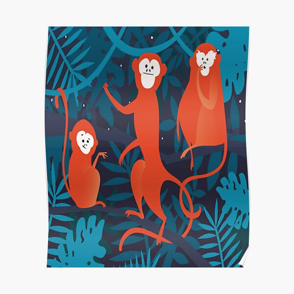 "jungle monkey having fun" Poster for Sale by DIMATLOVER | Redbubble
