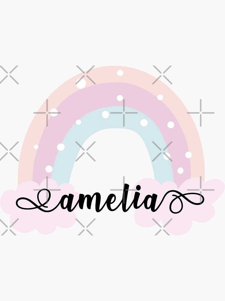""Amelia" Name with Pastel Rainbow" Sticker by LotusPrints9 | Redbubble