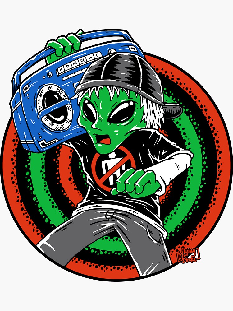 "Hip Hop Alien" Sticker for Sale by flyingstroke | Redbubble