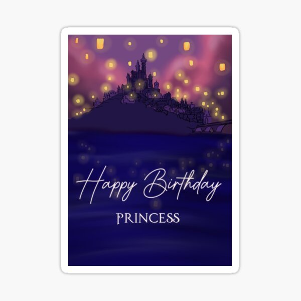 "Tangled Birthday Card - Dis ney - The floating lanterns" Sticker for ...