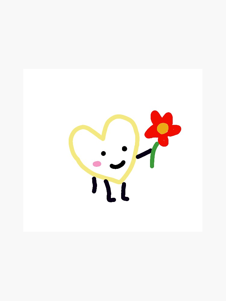 "Poorly Drawn Heart Holding a Flower" Sticker by dukethedog3 | Redbubble