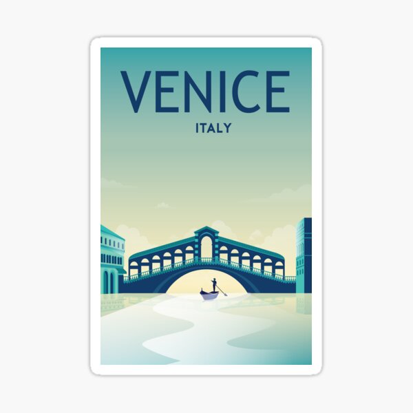 "Venice italy travel poster" Sticker for Sale by Caravanstudio | Redbubble
