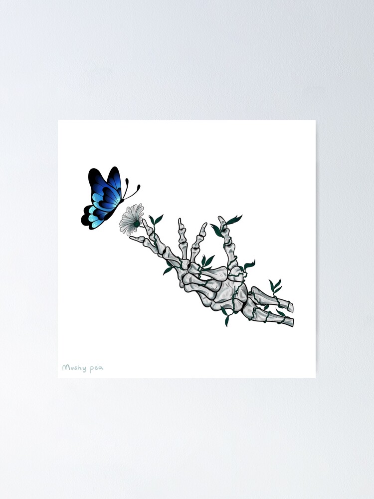 "Skeleton hand and blue butterfly" Poster by Mushy-Pea | Redbubble