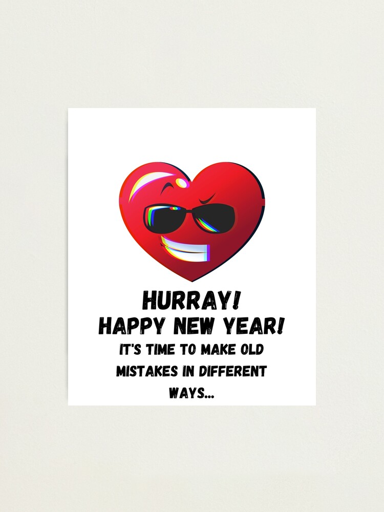 "Cool Heart Emoji with Sunglasses Design, Hurray! Happy New Year! It's ...