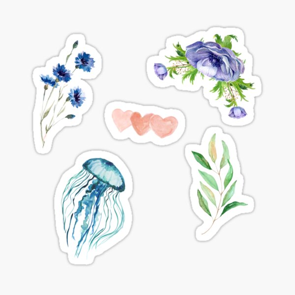 "Watercolor sticker pack" Sticker for Sale by marsartshop | Redbubble