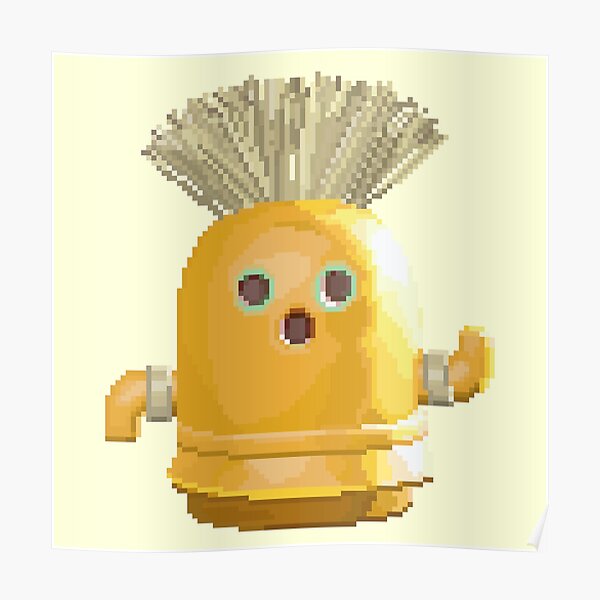 "flutteroid gyroid face pixel art - yellow" Poster for Sale by ...