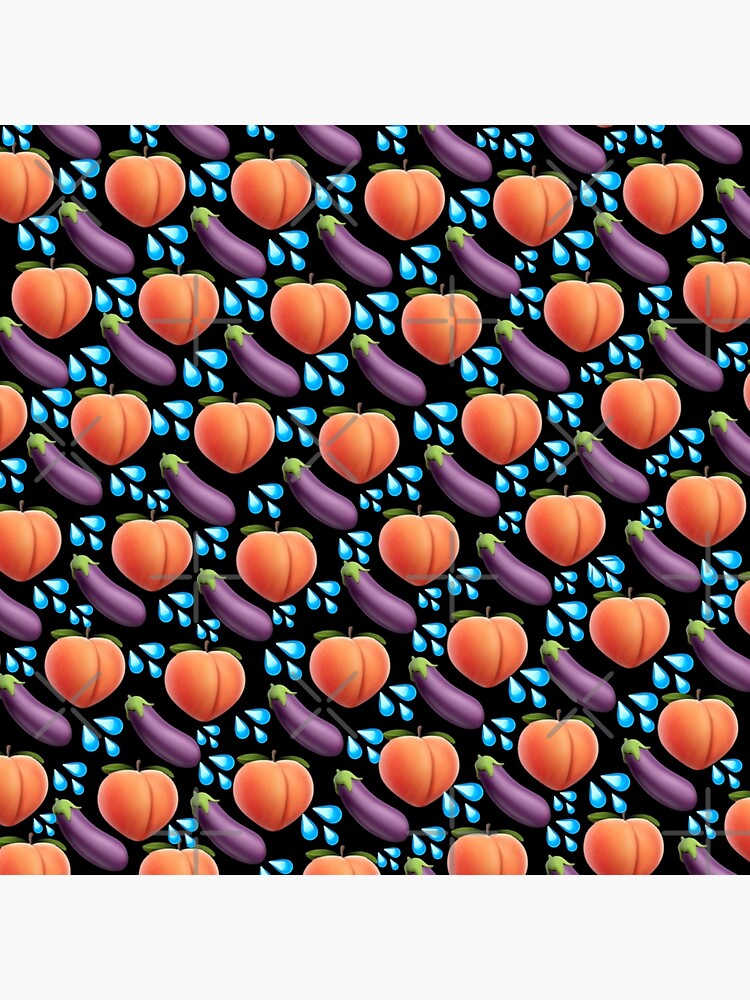 Cute Sexting Emojis Eggplant Peach And Sweat Droplets Pattern Poster By Modoums66 Redbubble 