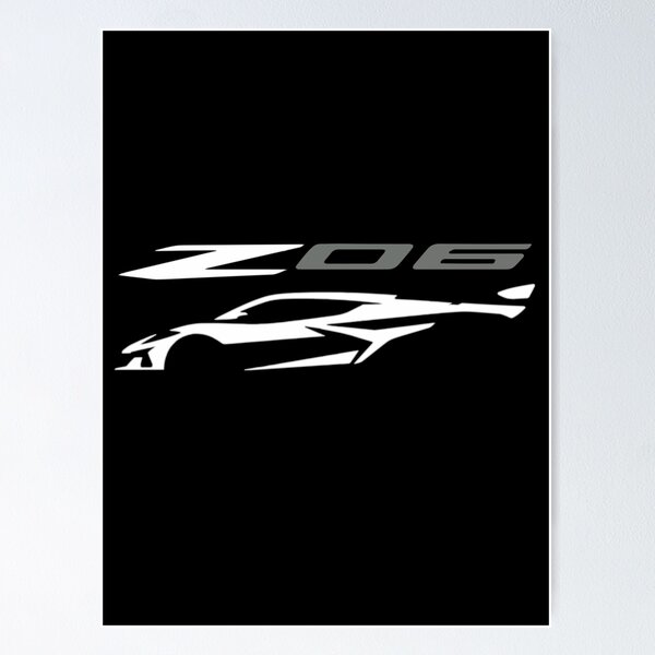 "C8 Arctic White Z06 c8r graphic car silhouette" Poster for Sale by ...