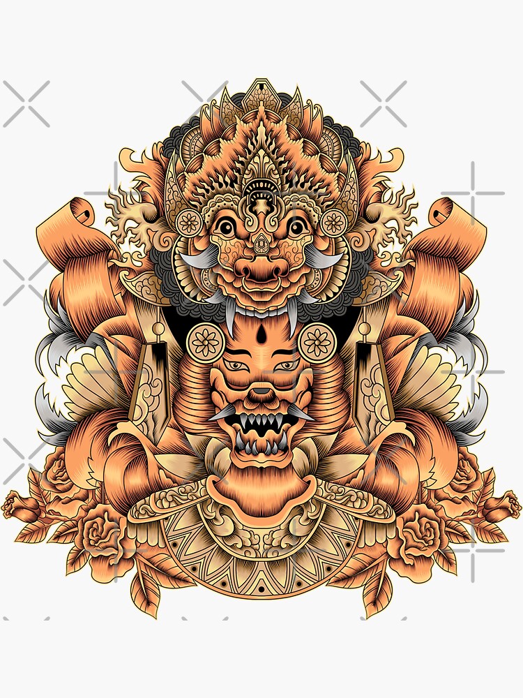 Barong Rangda Barong Mask King Of The Spirits Bali Sticker For Sale