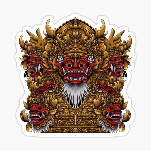 Red Barong Rangda Barong Mask King Of The Spirits Bali Sticker For