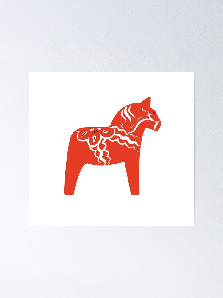 Dolls & Action Figures Toys Swedish Dala Horse Original Floral Red ...