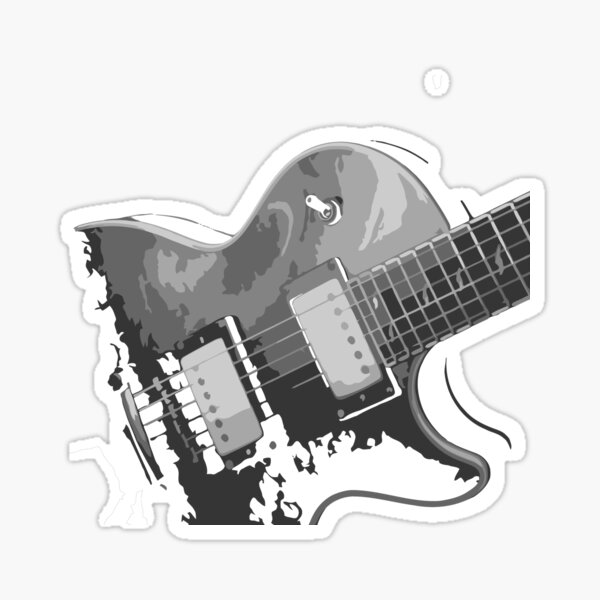 "Monochrome electric guitar on black" Sticker for Sale by headstock ...