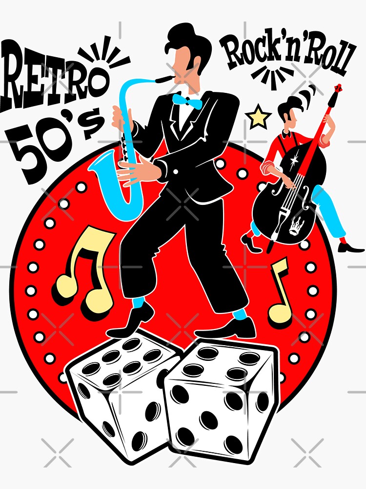 "Rockabilly 50s Sock Hop Party Retro Vintage Rock N Roll 1950s" Sticker ...