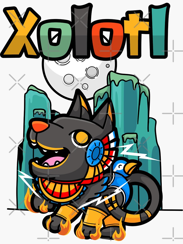 Xolotl Full Moon Aztec God Sticker For Sale By Bornancient Redbubble