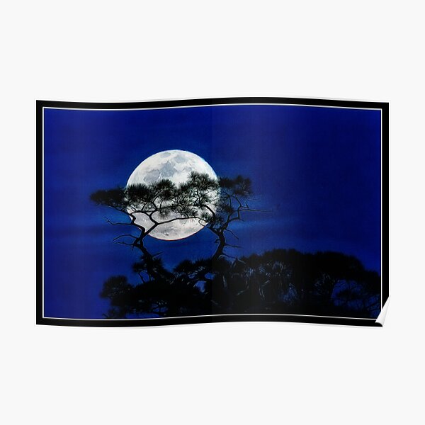 "Ghostly Wolf Moon Rising" Poster for Sale by jmarmaro | Redbubble