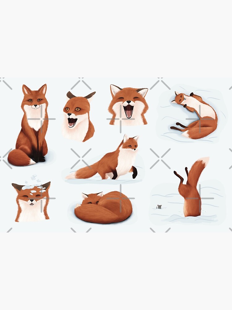 "Funny and cute winter foxes pack" Poster for Sale by AlinaZaitseva ...